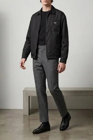 Prada Zip-up Long Sleeve Shirt With Turn-down Collar