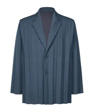Issey Miyake Homme Plissé Pleated Blazer - Navy