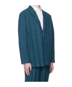 Issey Miyake Homme Plissé Pleated Blazer - Navy