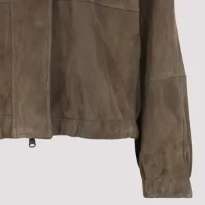 Brunello Cucinelli Couture Shiny Zipper Pull Outerwear Jacket - Brown