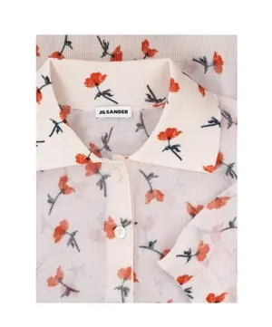 JIL SANDER Floral Print Polo T-shirt - Pink