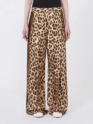 Sportmax Animal Print Draped Wide-leg Trousers - Camel