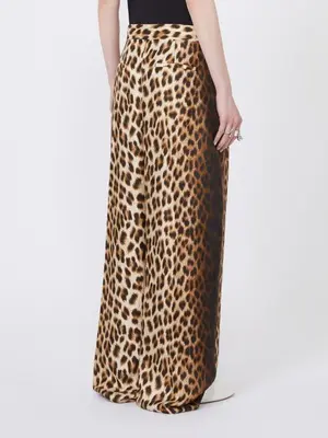 Sportmax Animal Print Draped Wide-leg Trousers - Camel