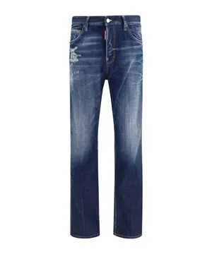 Dsquared2 642 Distressed Straight-leg Jeans - Blue