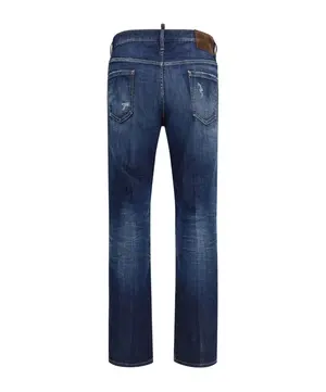 Dsquared2 642 Distressed Straight-leg Jeans - Blue