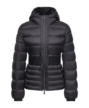 Moncler Magnolia Belted Hooded Down Jacket - Black