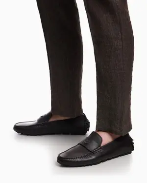 Emporio Armani Logo Plaque Slip-on Loafers
