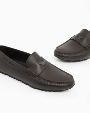 Emporio Armani Logo Plaque Slip-on Loafers