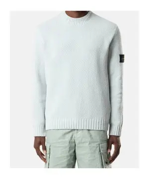 Stone Island Mock Neck Sweater With Ribbed Trims