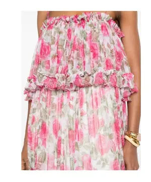 Chloé Floral Print Silk Mousseline Maxi Dress - Pink