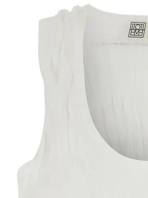 TOTEME Crinkled Knit Tank Top - White