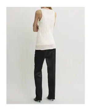 TOTEME Crinkled Knit Tank Top - White