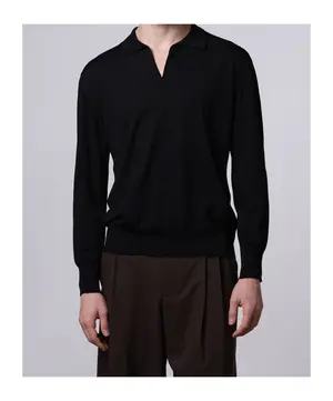 ROBERTO COLLINA Open Collar Knitted Top - Black