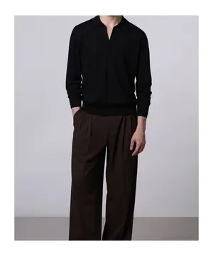 ROBERTO COLLINA Open Collar Knitted Top - Black
