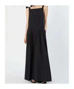 Max Mara Sleeveless Poplin Jumpsuit With Shoulder Ties And Pleated Details