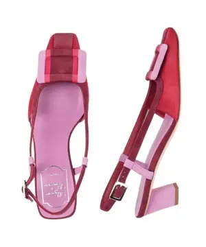 ROGER VIVIER Striped Slingback Heeled Pumps - Red