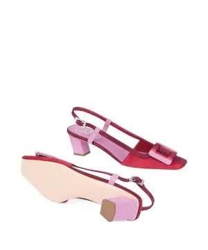 ROGER VIVIER Striped Slingback Heeled Pumps - Red