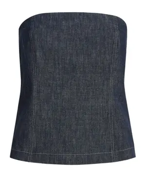 Brunello Cucinelli Brunello Cucinelli Strapless Top With Back Zip Closure Denim