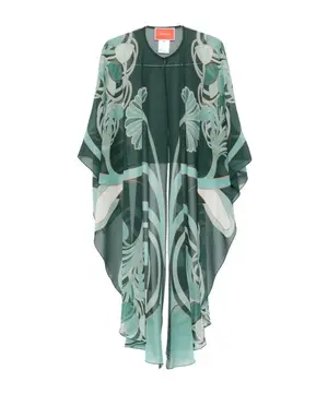 La DoubleJ Maria Floral Open Kaftan - Dark Green