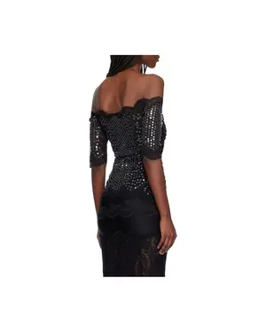 Rabanne Sequin Lace Top - Black