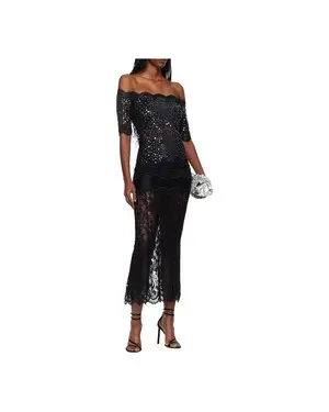 Rabanne Sequin Lace Top - Black