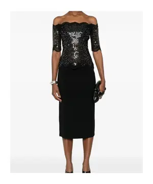 Rabanne Sequin Lace Top - Black