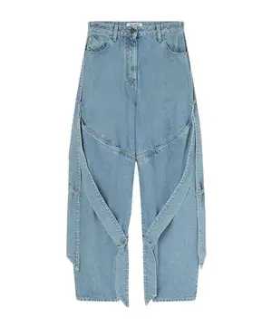 Attico Wide Leg Jeans With Belt Loops And Side Pockets - Sky Blue