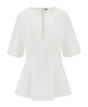 TOTEME Pleated A-line T-shirt - White