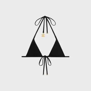 Celine Triomphe Triangle Top In Matte Jersey - Black