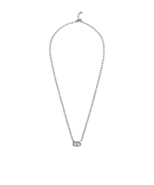 Valentino Garavani Oval Vlogo Signature Necklace - Gray