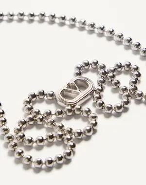 Valentino Garavani Oval Vlogo Signature Necklace - Gray