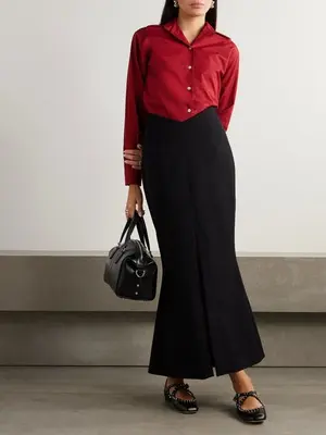 Bally Wool Blend Midi Skirt With V-shaped Waistline