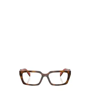 Prada Prada Rectangle Frame Eyeglasses Brown