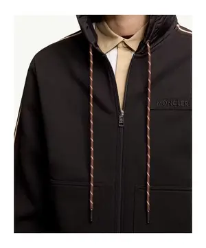 Moncler Logo Patch Zip-up Jacket With Stripes
