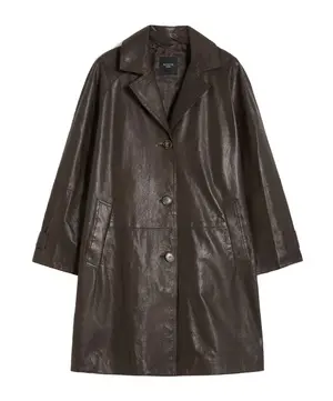 Max Mara Single-breasted Leather Midi Overcoat