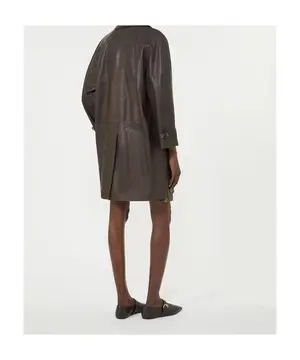 Max Mara Single-breasted Leather Midi Overcoat