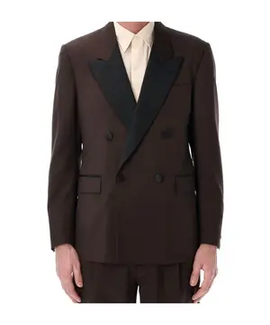 LARDINI Soiree Double-breasted Smoking Blazer - Brown