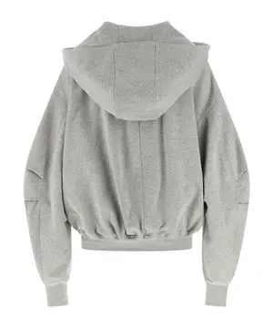 Attico Logo Embroidered Zip-up Hoodie - Gray