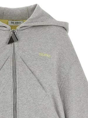 Attico Logo Embroidered Zip-up Hoodie - Gray