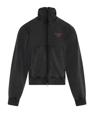 Martine Rose Logo Detailed Zip-up Hoodie - Black