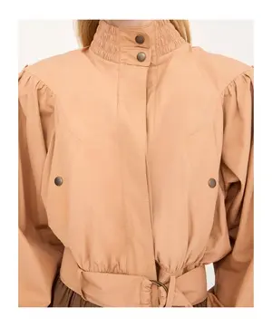 Chloé Ruched Detail High Neck Cropped Jacket