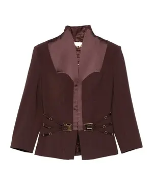 Elisabetta Franchi Fitted Jacket With Buckle Detail - Red