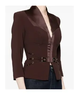 Elisabetta Franchi Fitted Jacket With Buckle Detail - Red