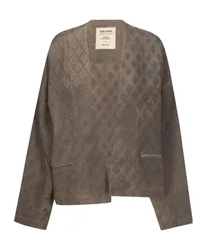 UMA WANG Long-sleeved Diamond Jacquard Cardigan