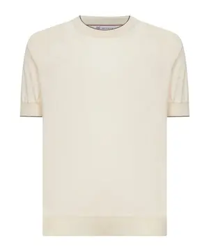 Brunello Cucinelli Short Sleeved Ribbed Jumper