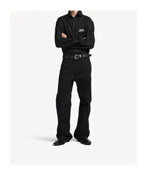 Balenciaga Curved Knee Cotton Denim Pants