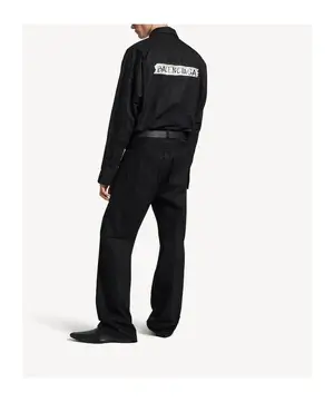 Balenciaga Curved Knee Cotton Denim Pants