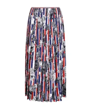 Thom Browne Hector Dog Striped Midi Skirt