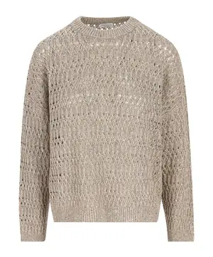 Brunello Cucinelli Crochet Crewneck Jumper - Beige