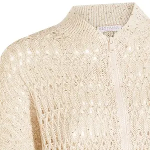 Brunello Cucinelli Long Sleeve Zipped Cardigan - Beige